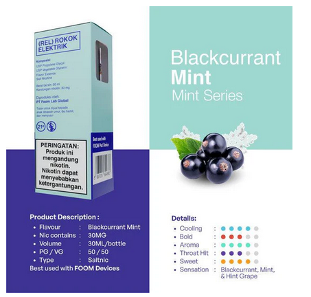 Foom BLACKCURRANT MINT Salt 30mg 30ml Candy Series – Indovape
